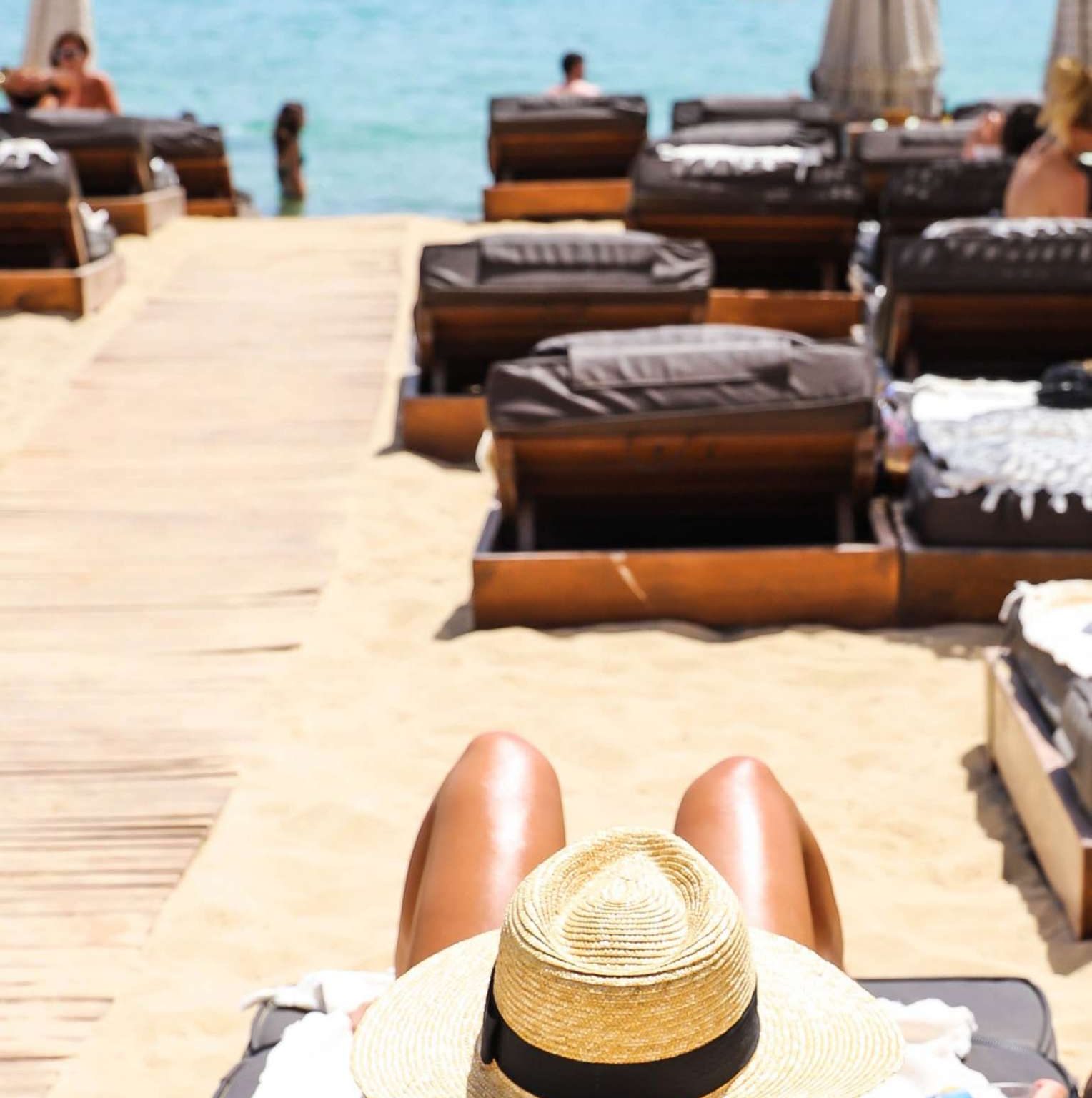 Τhe beach at Principote beach club in Mykonos