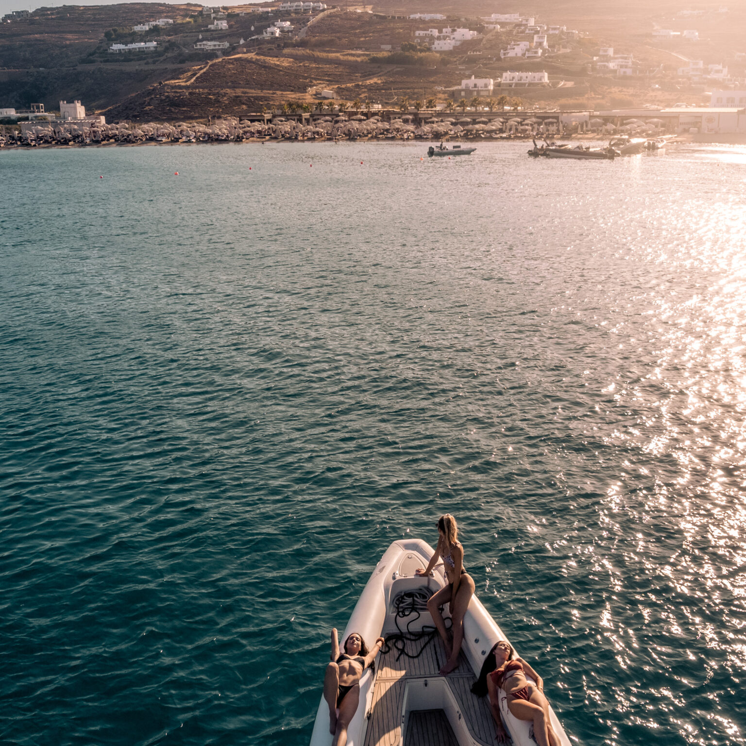 Τhe beach at Principote beach club in Mykonos