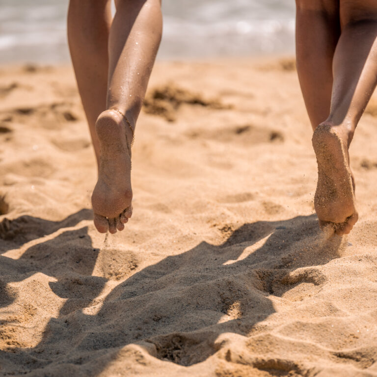 Τhe beach at Principote beach club in Mykonos